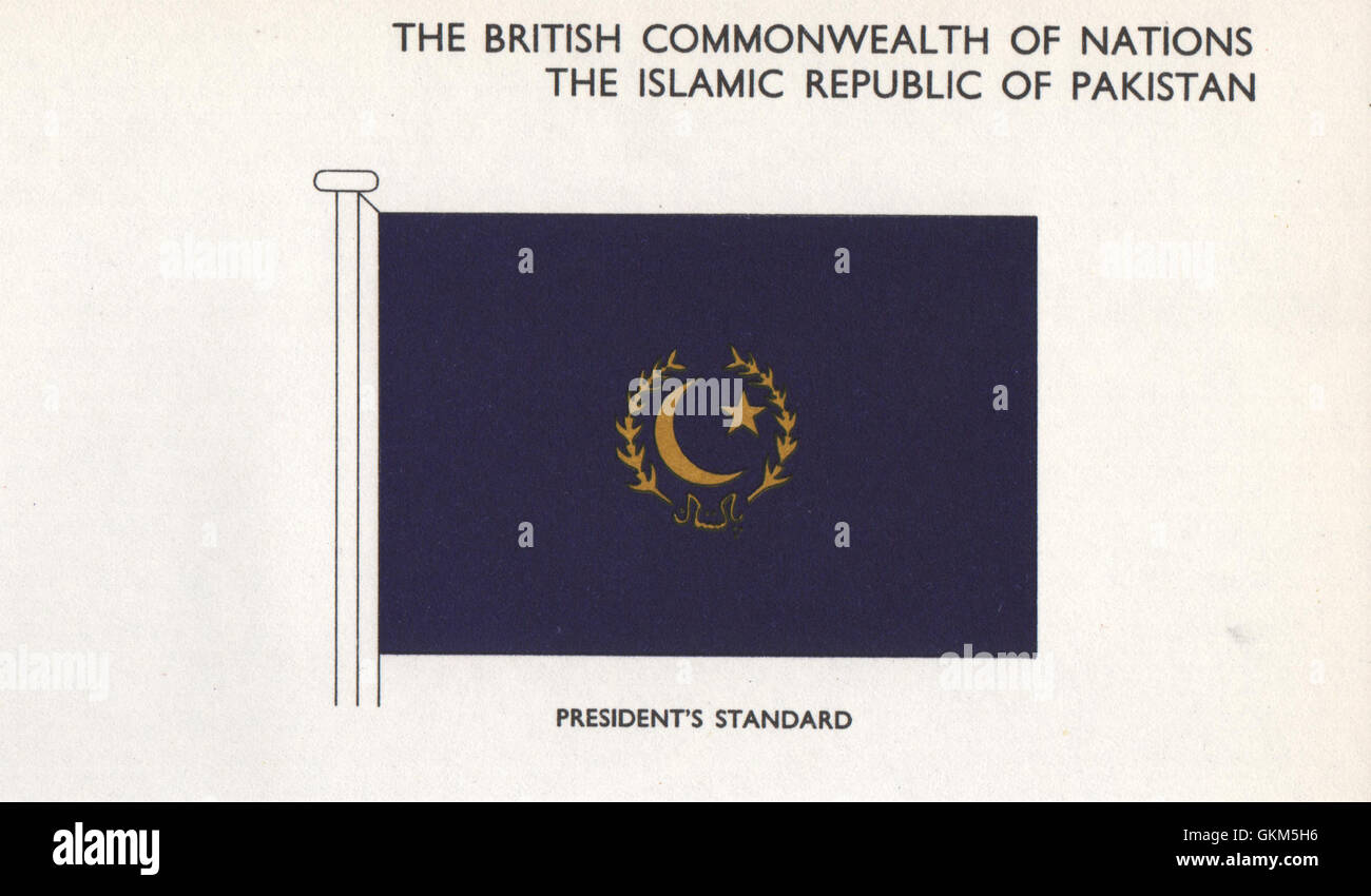 PAKISTAN FLAGS. Presindent's Standard, vintage print 1958 Stock Photo ...