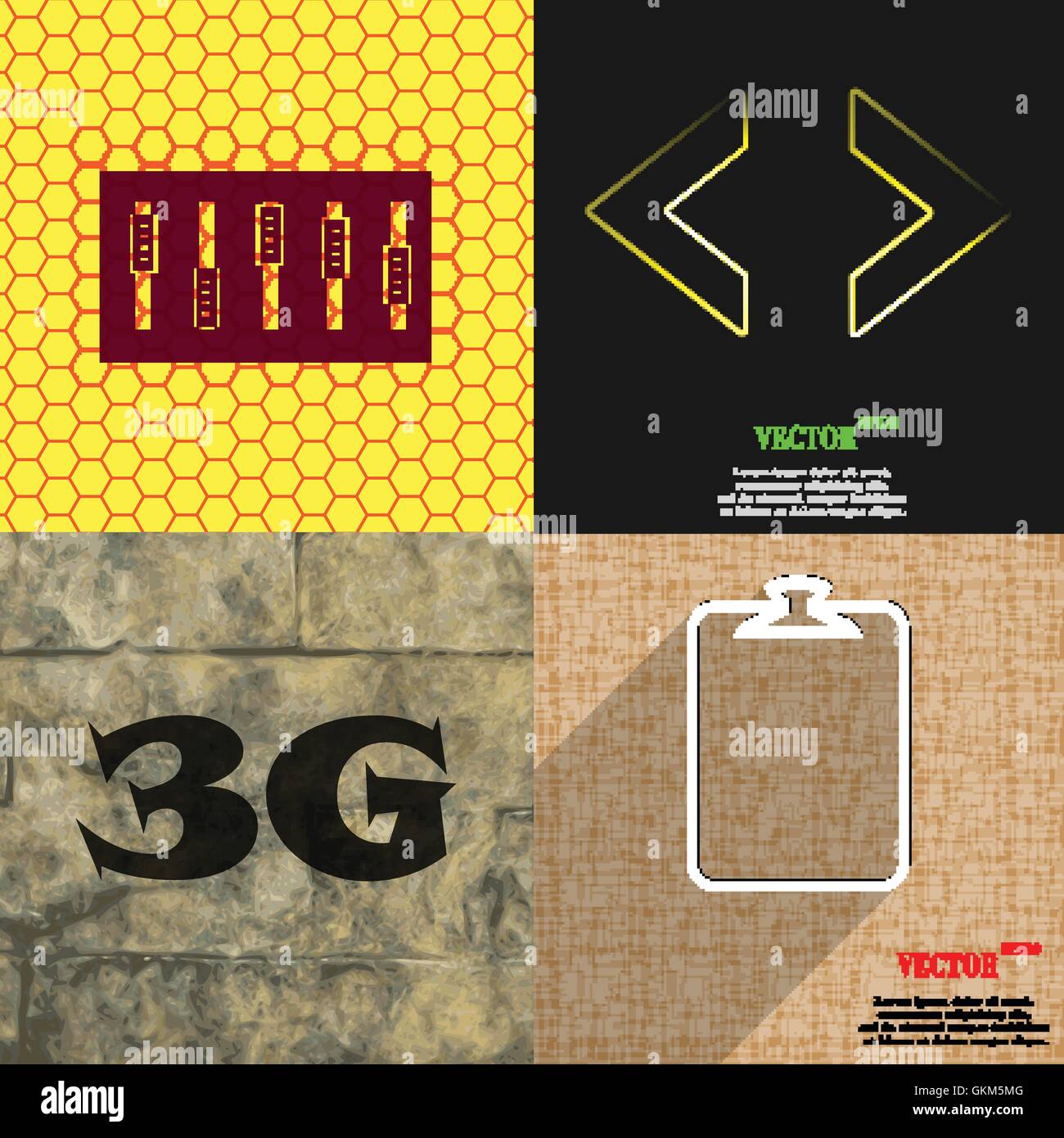 Set of abstract backgrounds with different web icons Stock Vector Image ...