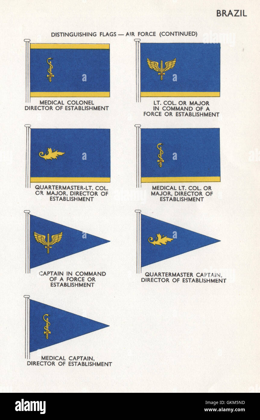 BRAZIL AIR FORCE FLAGS. Medical Colonel Lt. Colonel Quartermaster ...