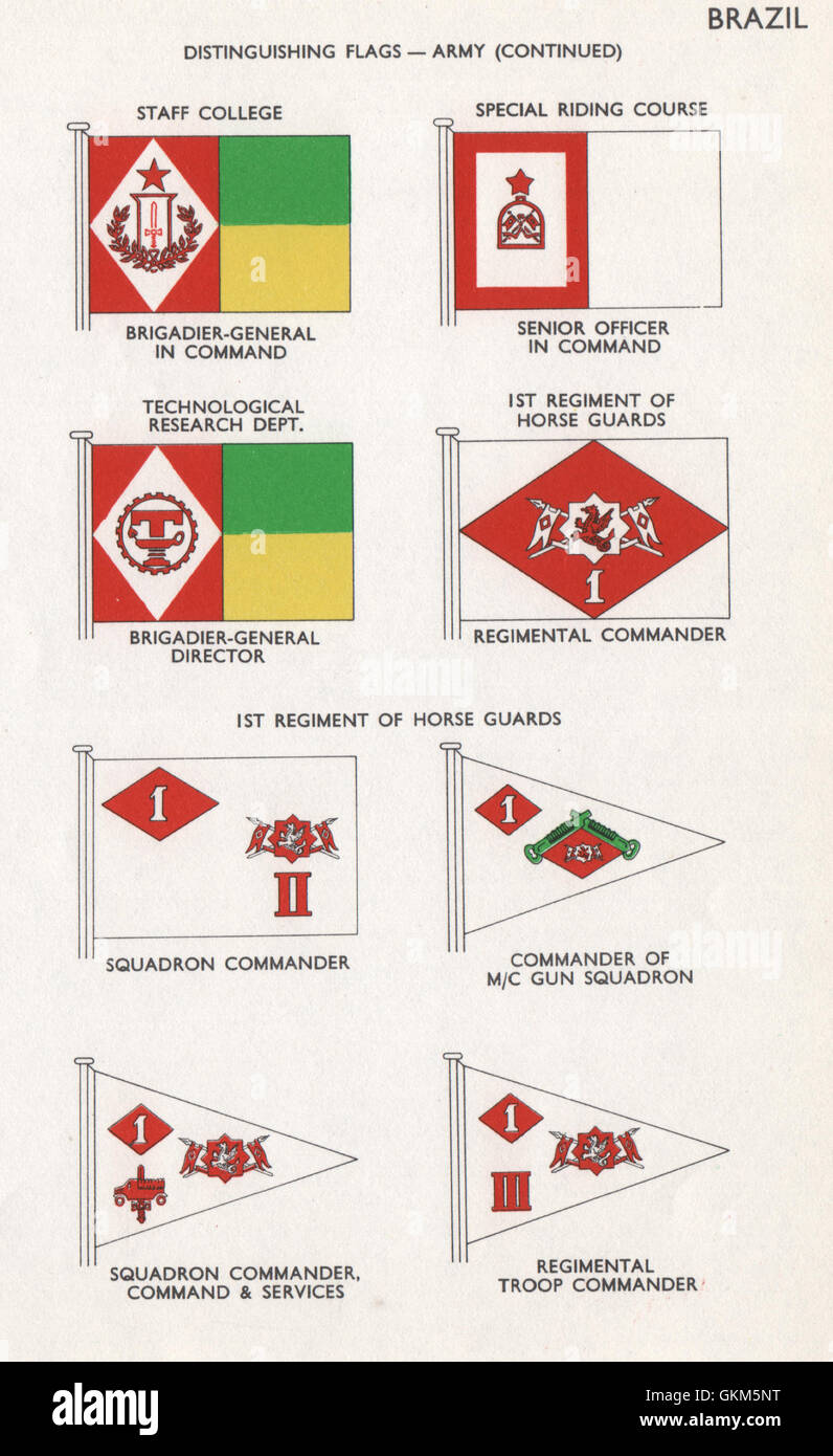 BRAZIL ARMY FLAGS. Staff College. Riding Course. 1st Horse Guards ...