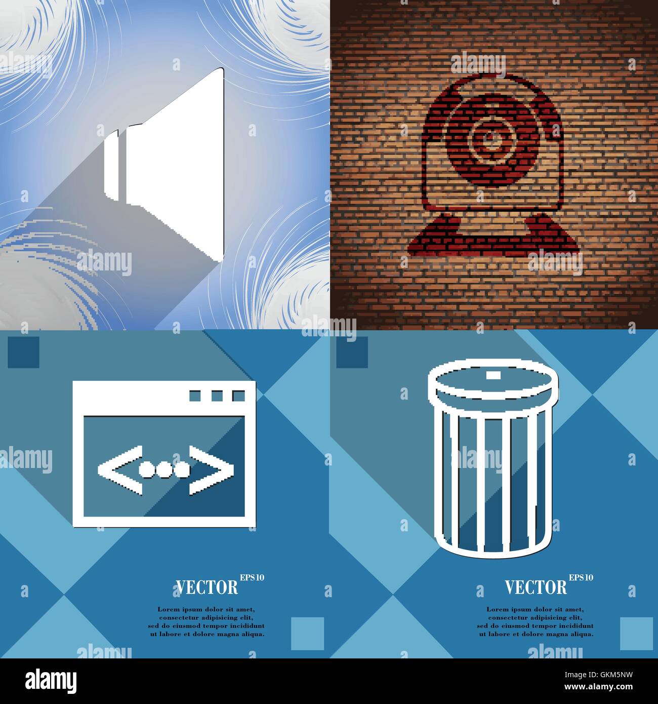 Set of abstract backgrounds with different web icons Stock Vector Image ...