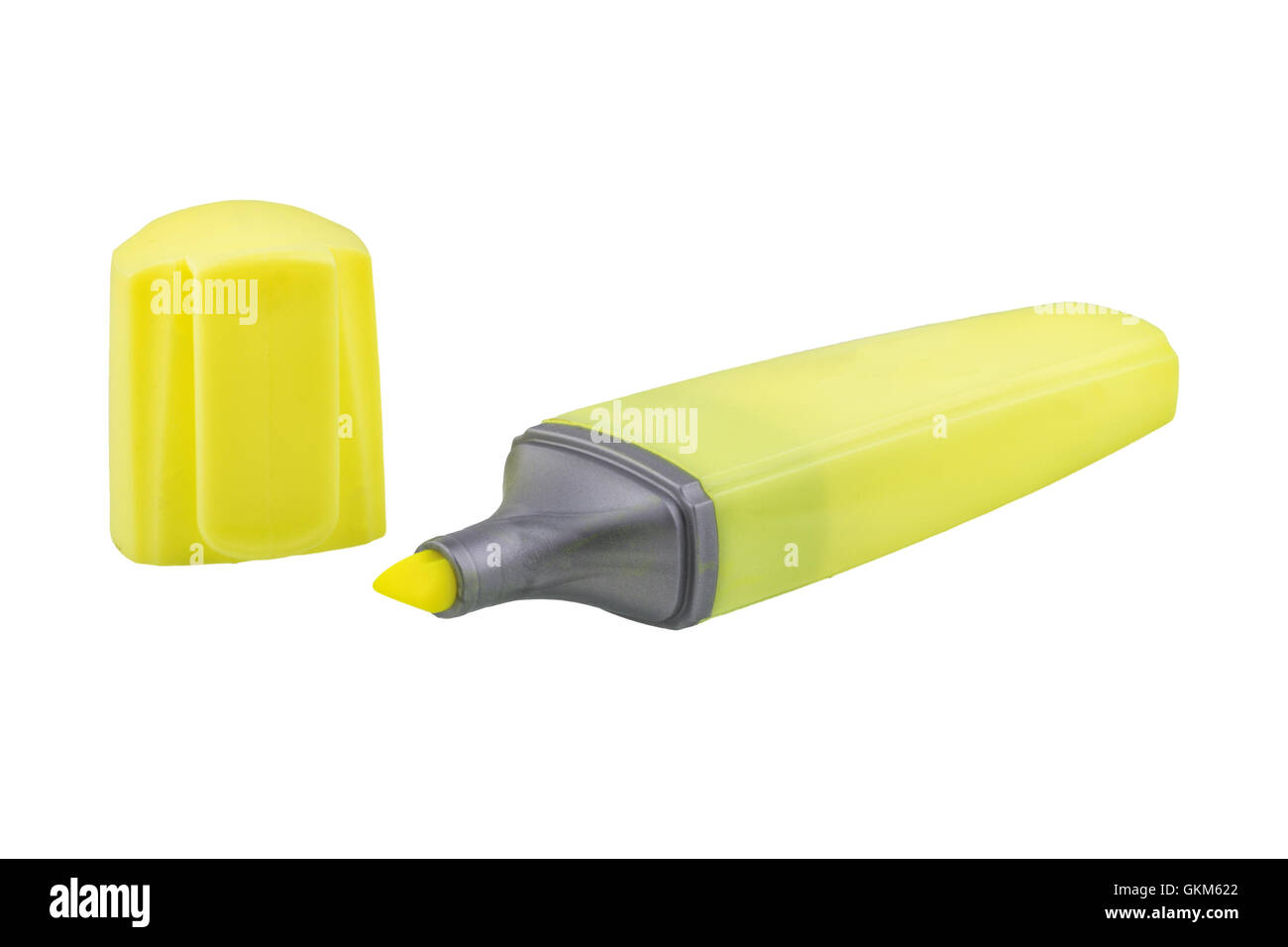 Yellow highlighter pen isolated on a white background Stock Photo - Alamy