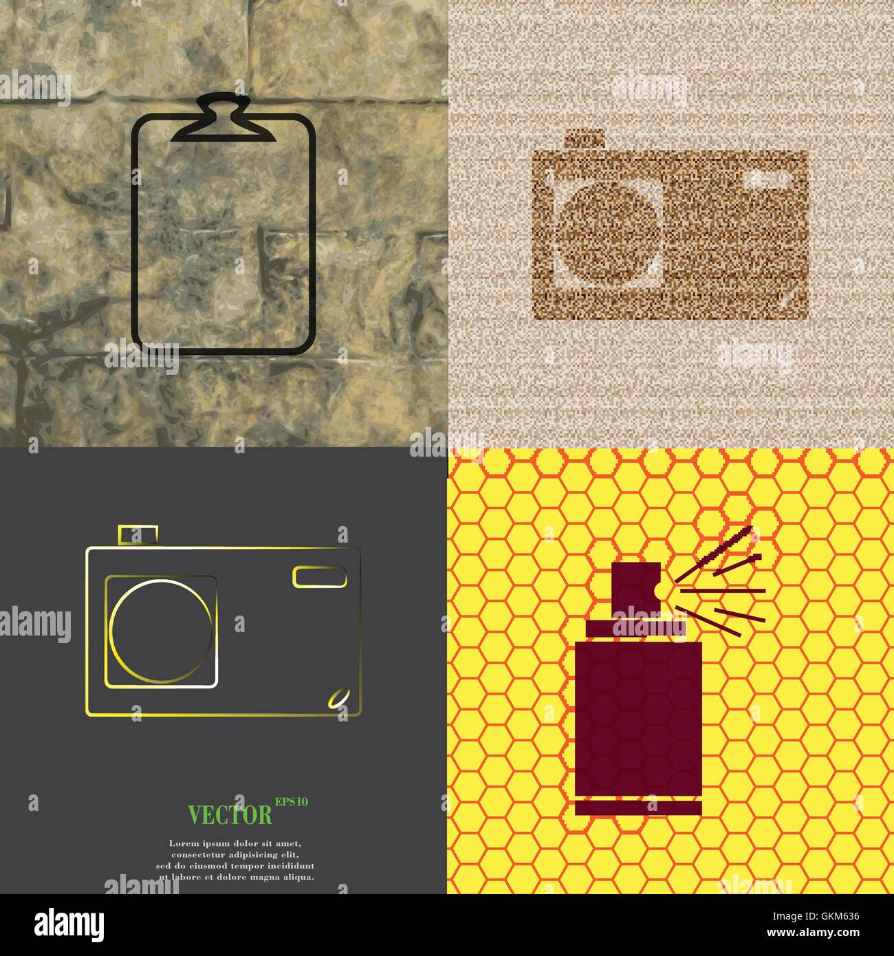 Set of abstract backgrounds with different web icons Stock Vector Image ...