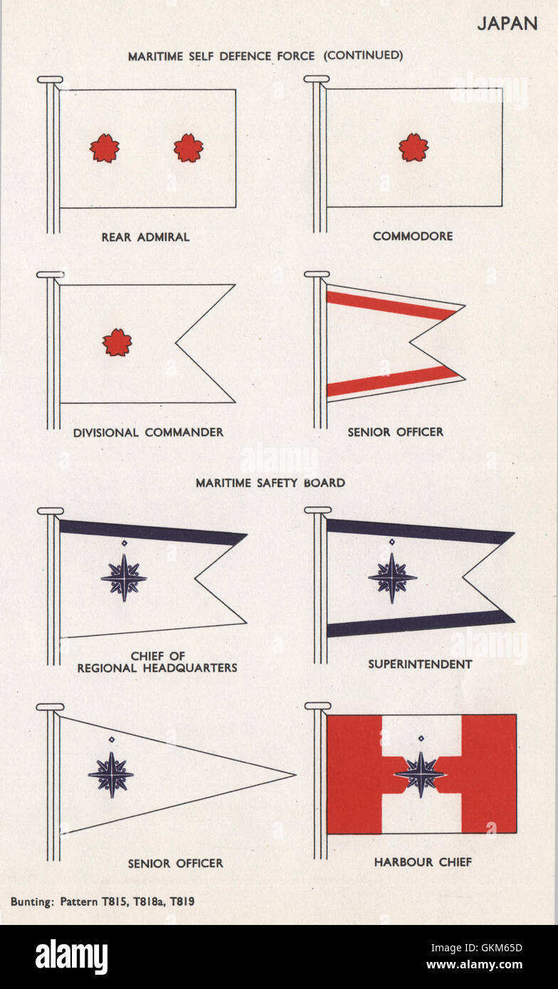 JAPAN MARITIME SELF DEFENCE FORCE/SAFETY BOARD FLAGS. Admiral Commodore ...
