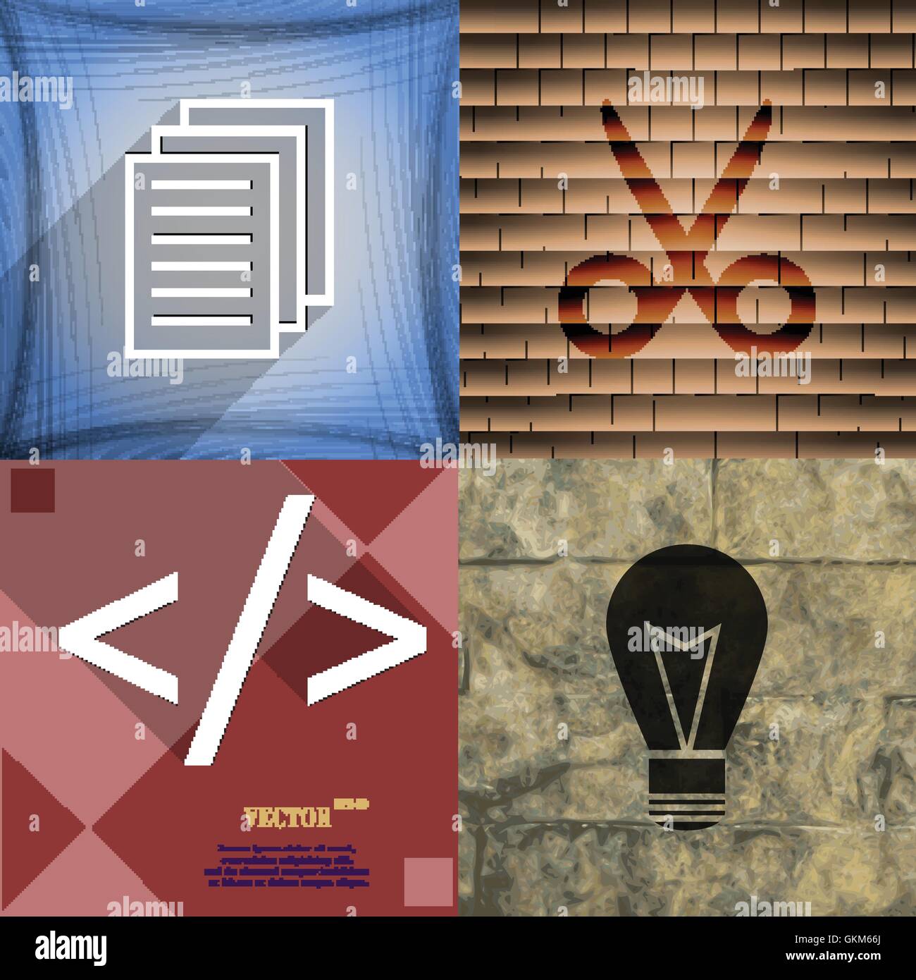 Set of abstract backgrounds with different web icons Stock Vector Image ...