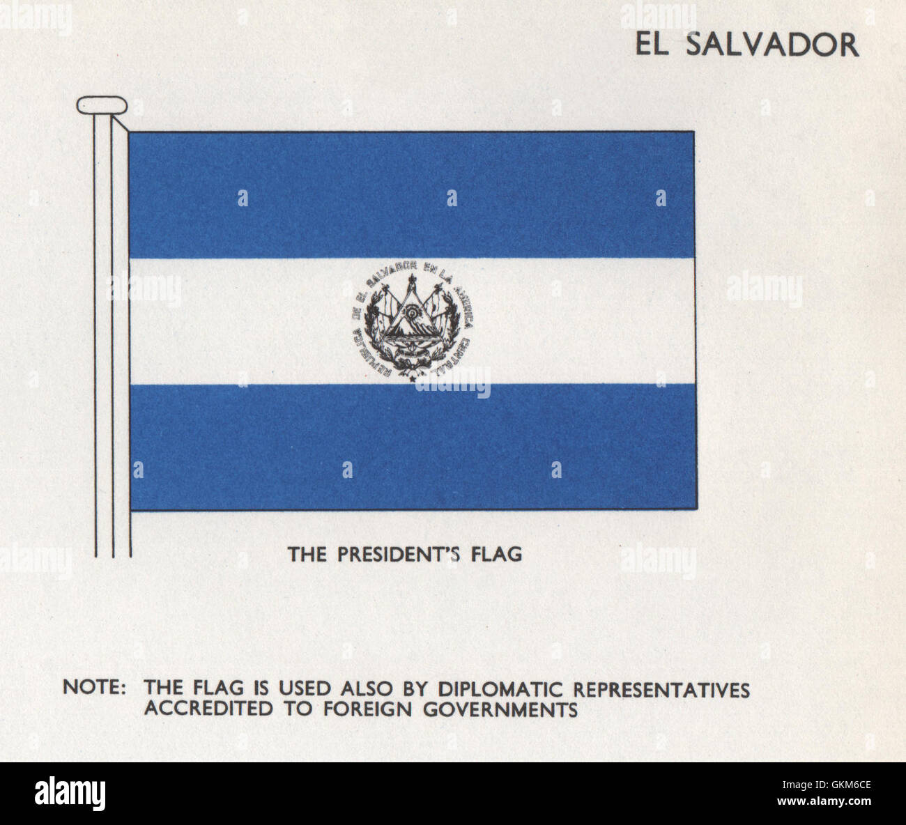 EL SALVADOR FLAGS. The President's Flag, vintage print 1958 Stock Photo ...