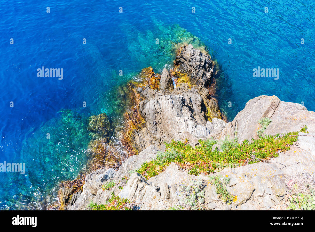 aerial view of the sea at the cliff coast of the Mediterranean Sea ...