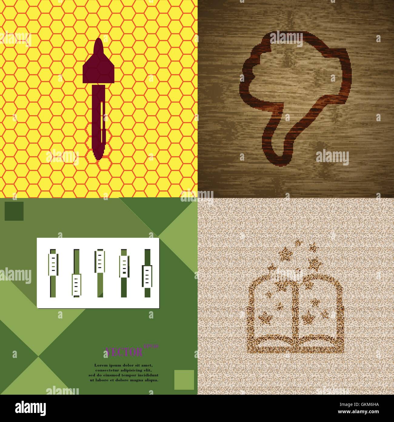 Set of abstract backgrounds with different web icons Stock Vector Image ...