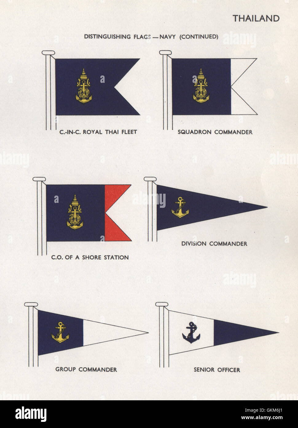 THAILAND NAVY FLAGS. Commander Royal Thai Fleet. Senior officer, print ...