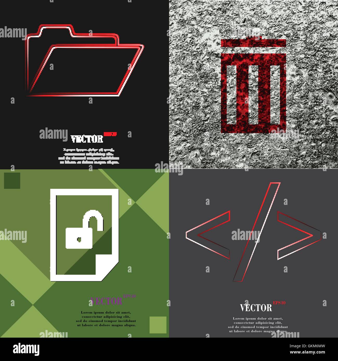 Set of abstract backgrounds with different web icons Stock Vector Image ...