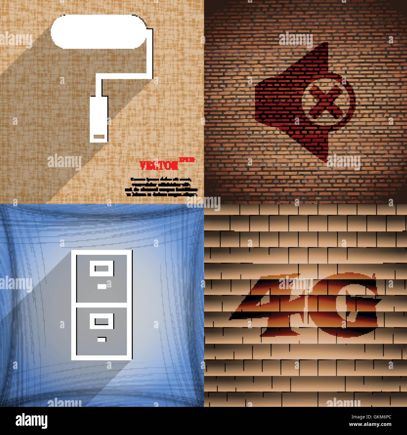 Set of abstract backgrounds with different web icons Stock Vector Image ...