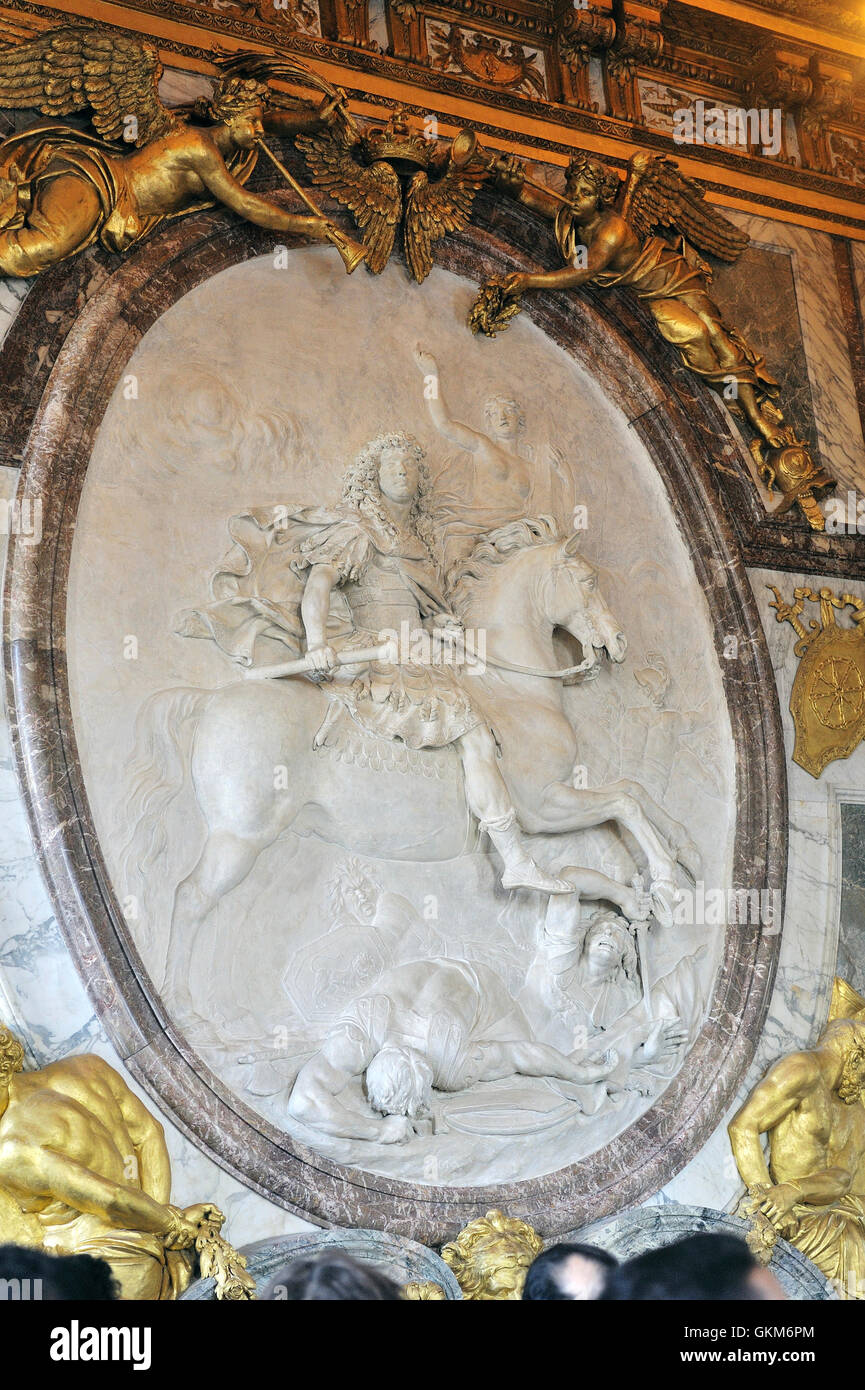 a bas-relief of the castle of Versailles Stock Photo - Alamy