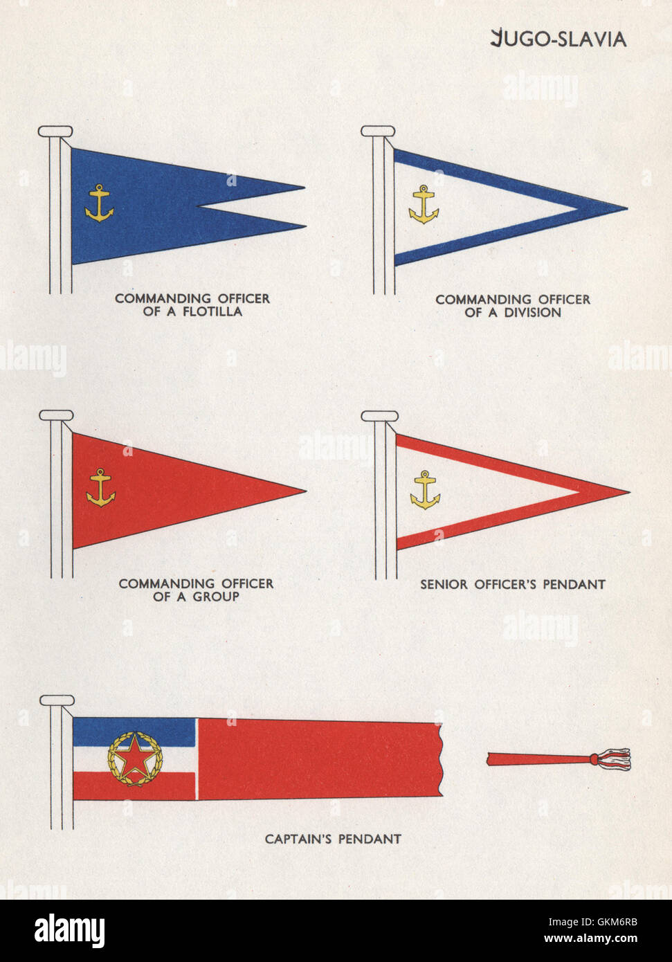 YUGOSLAVIA NAVY FLAGS. Flotilla Division Group Commanding Officer. Pendant, 1958 Stock Photo - Alamy