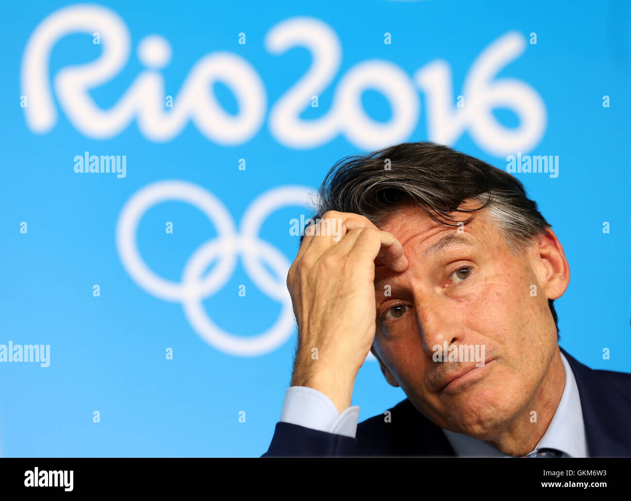 IAAF president Sebastian Coe during a press conference at the Olympic ...