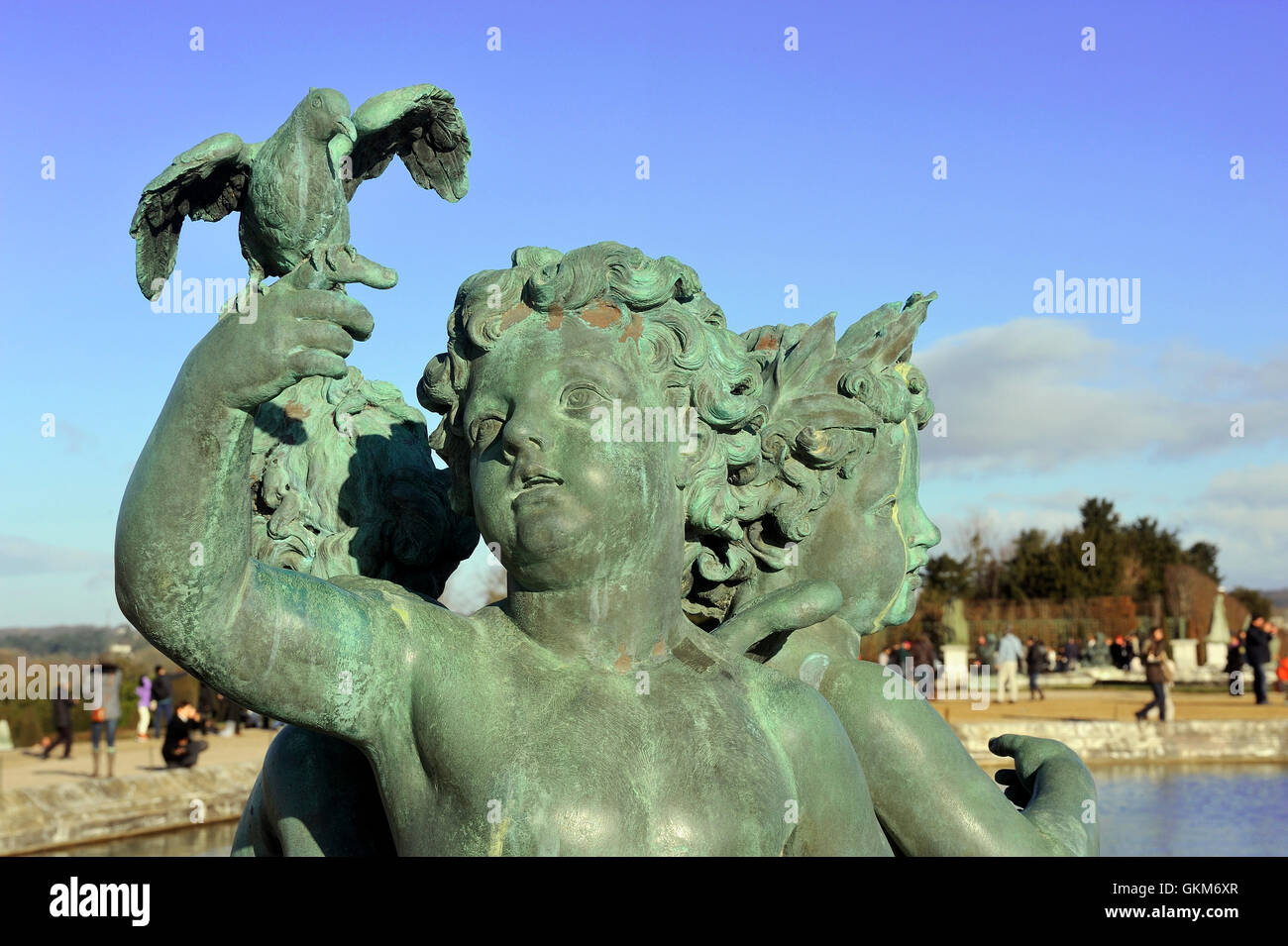 Park of the castle of Versailles sculpture reflecting pool Stock Photo ...