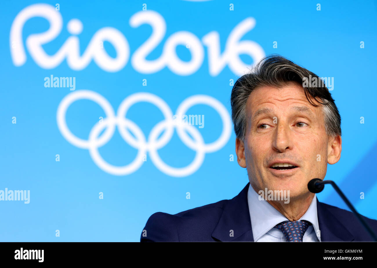 IAAF president Sebastian Coe during a press conference at the Olympic ...
