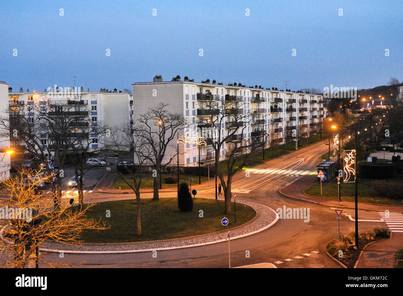 City center of Saint-Cyr, French town in the Paris region in the ...