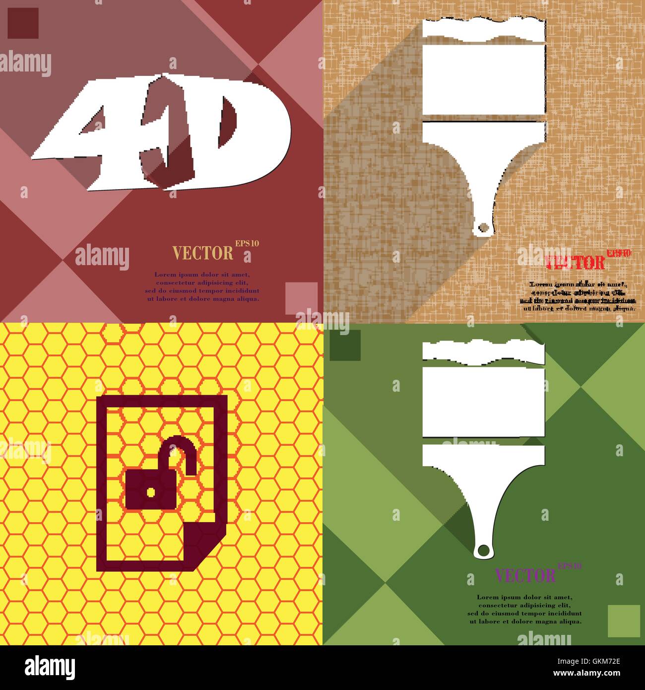 Set of abstract backgrounds with different web icons Stock Vector Image ...