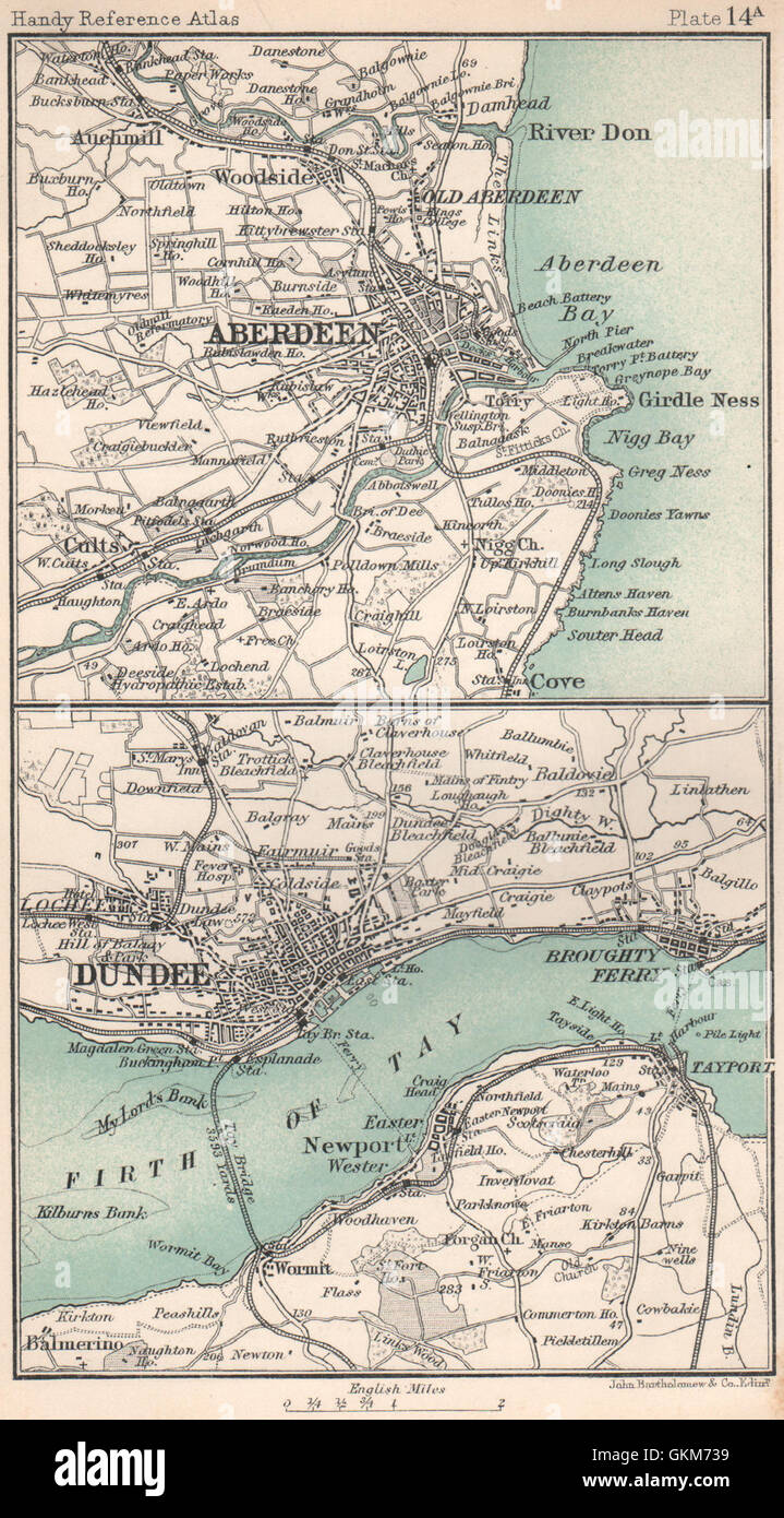 Environs of Aberdeen & Dundee. Scottish Cities. BARTHOLOMEW, 1904 ...