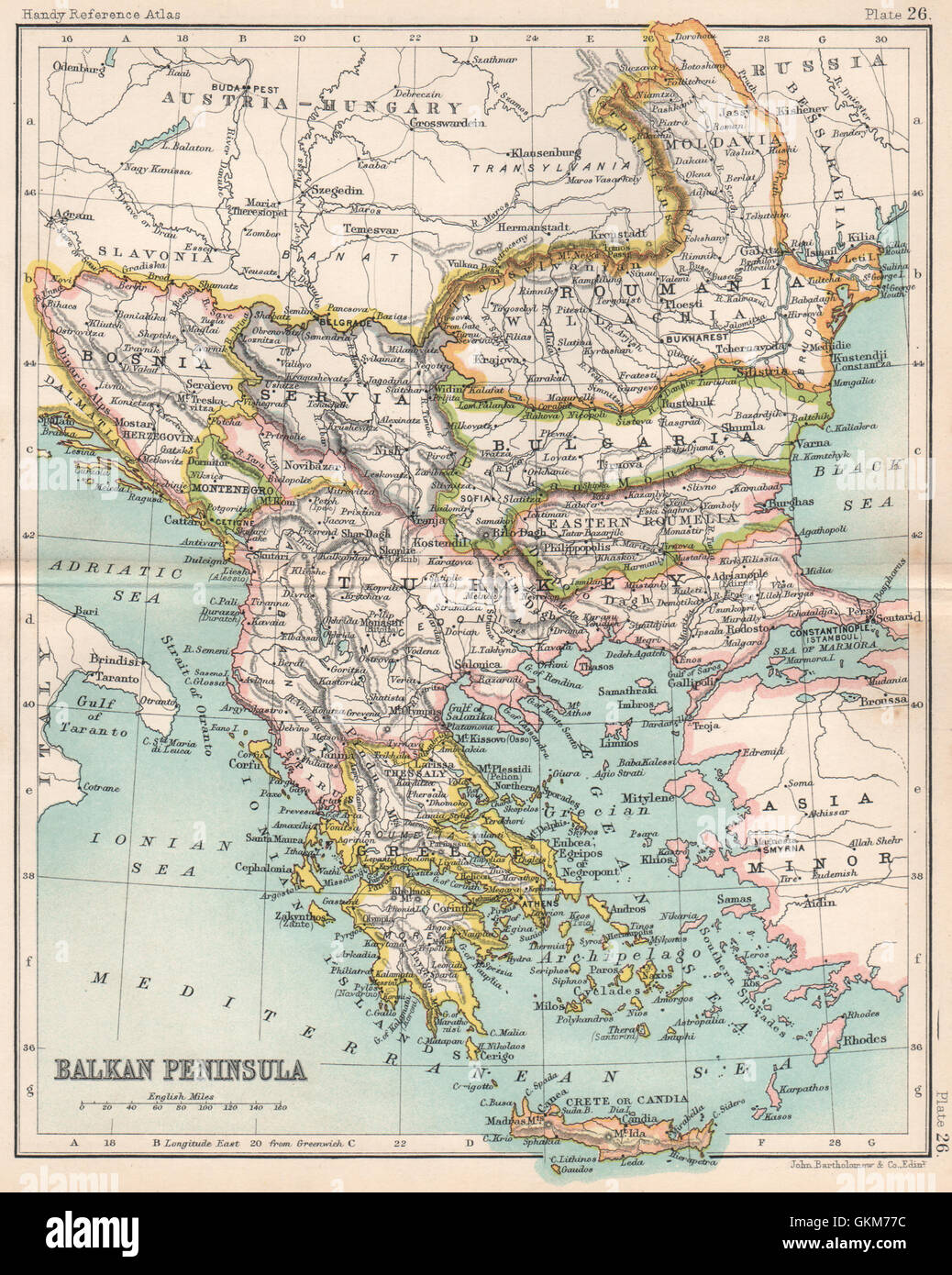 Balkan Peninsula. Eastern Roumelia Servia Turkey in Europe. Greece ...