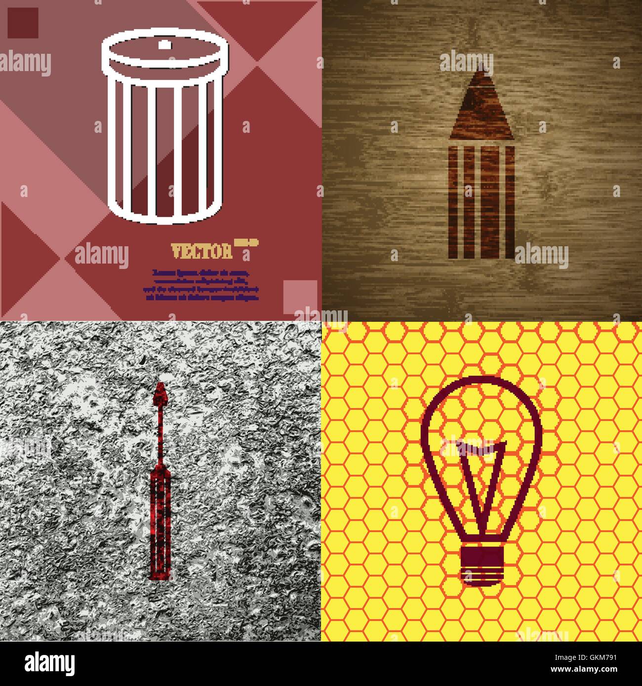 Set of abstract backgrounds with different web icons Stock Vector Image ...