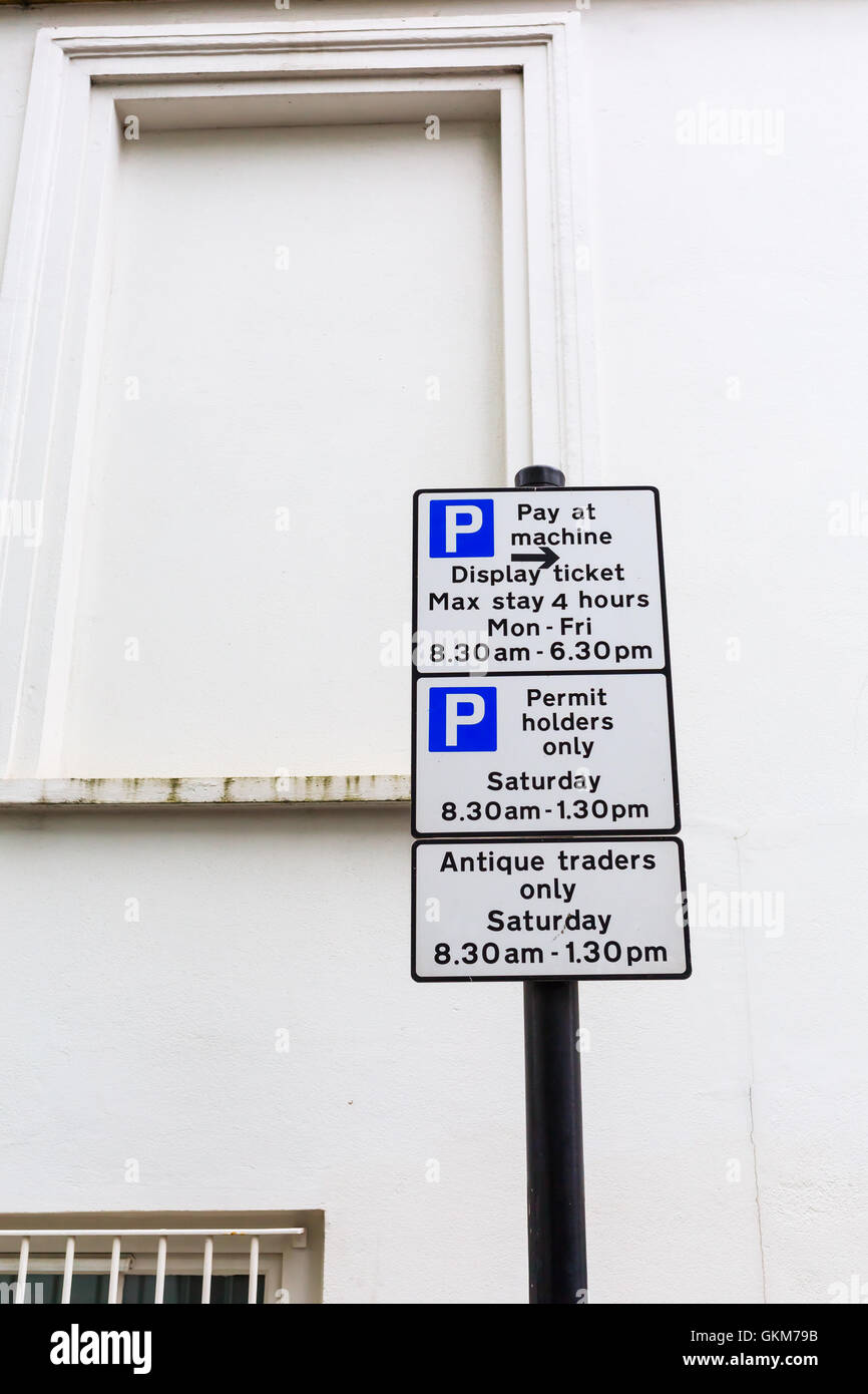 traffic sign with advice for parking times in London, UK Stock Photo ...