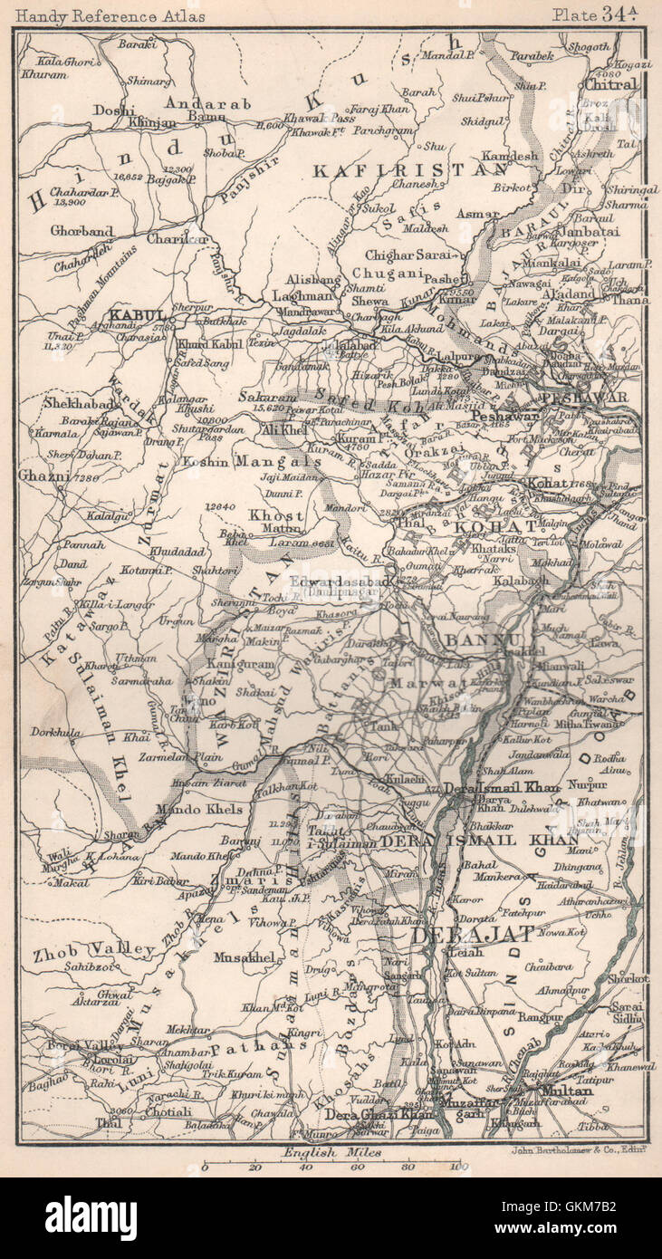 Derajat Kabul Peshawar Multan. Afghanistan Pakistan. BARTHOLOMEW, 1904 ...