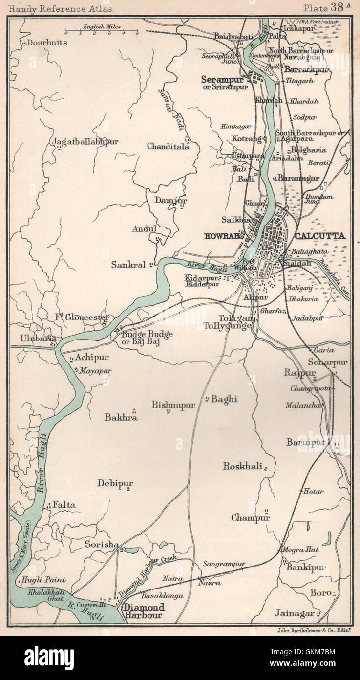 Hawrah & Calcutta environs. British India. BARTHOLOMEW, 1904 antique ...