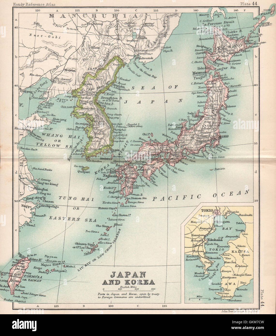 Japan and Korea including Formosa/Taiwan. East Asia. BARTHOLOMEW, 1904 ...
