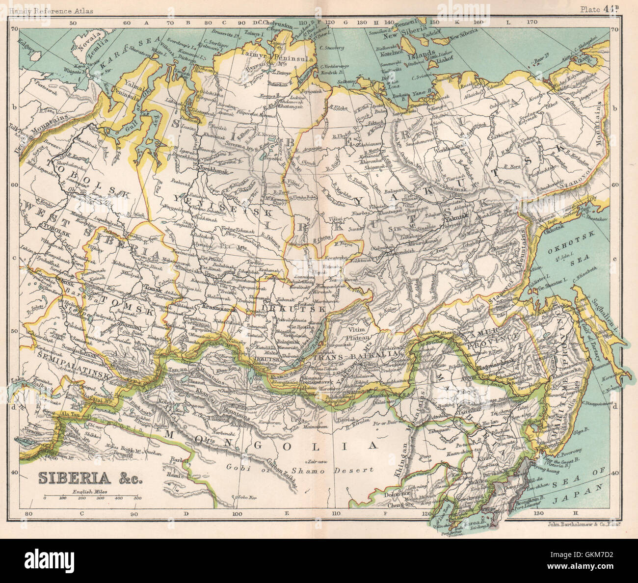 Siberia, &c. Russia. BARTHOLOMEW, 1904 antique map Stock Photo - Alamy