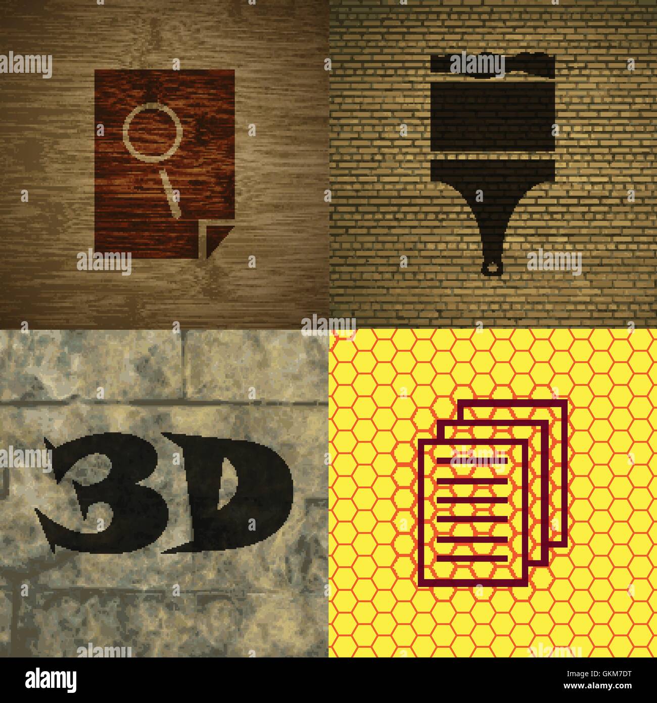 Set of abstract backgrounds with different web icons Stock Vector Image ...