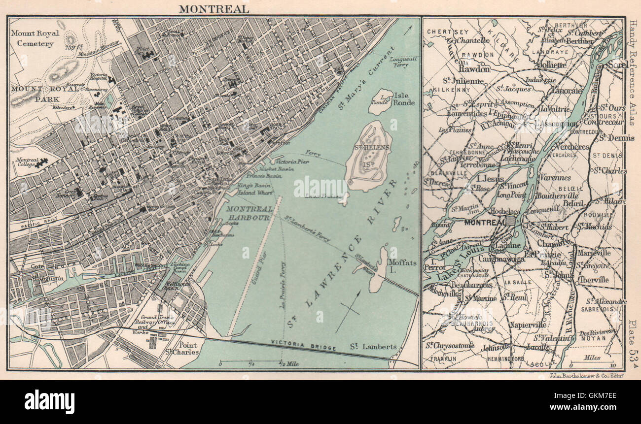 Antique map of montreal hi-res stock photography and images - Alamy