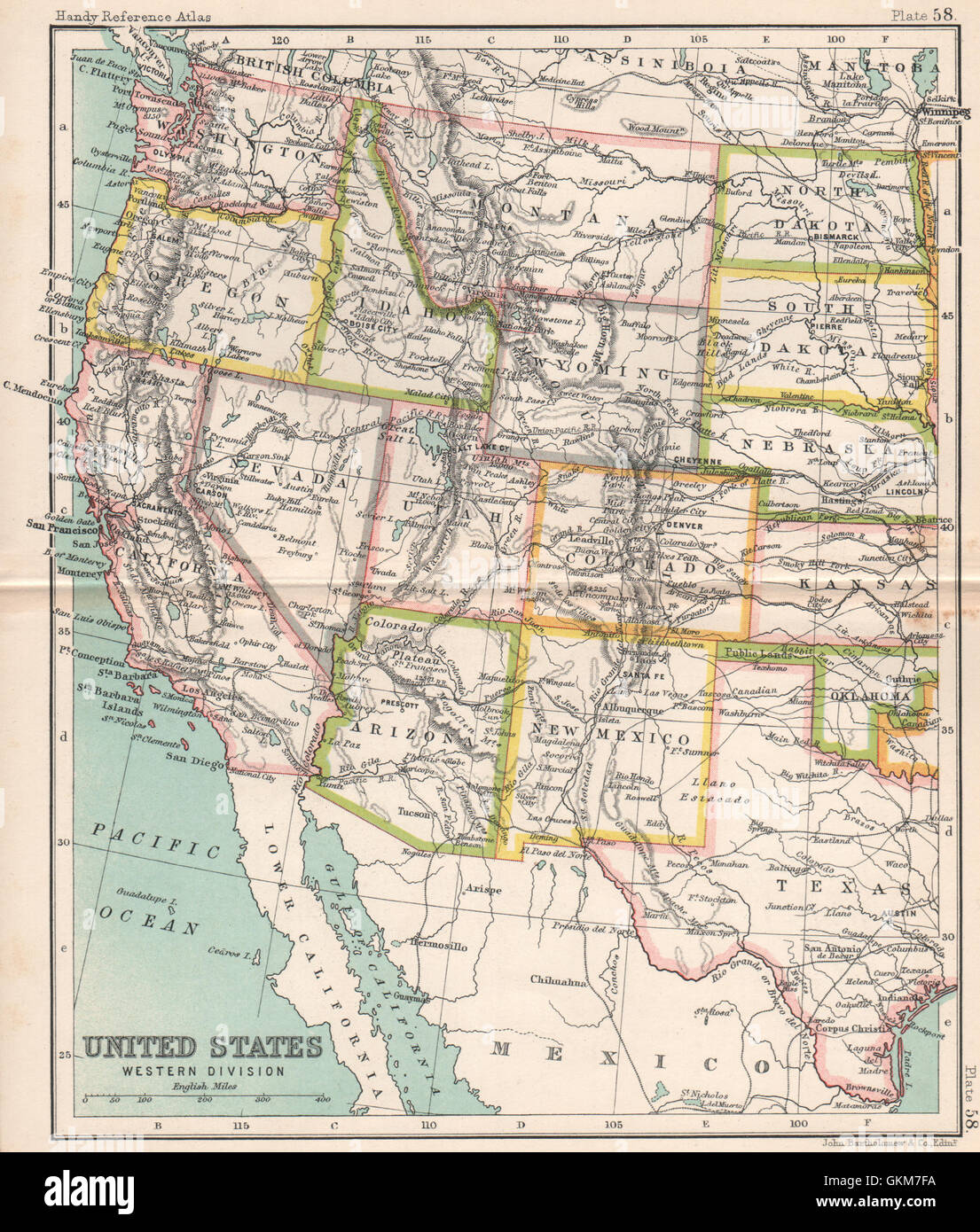 United States Western Division. USA. BARTHOLOMEW, 1904 antique map ...