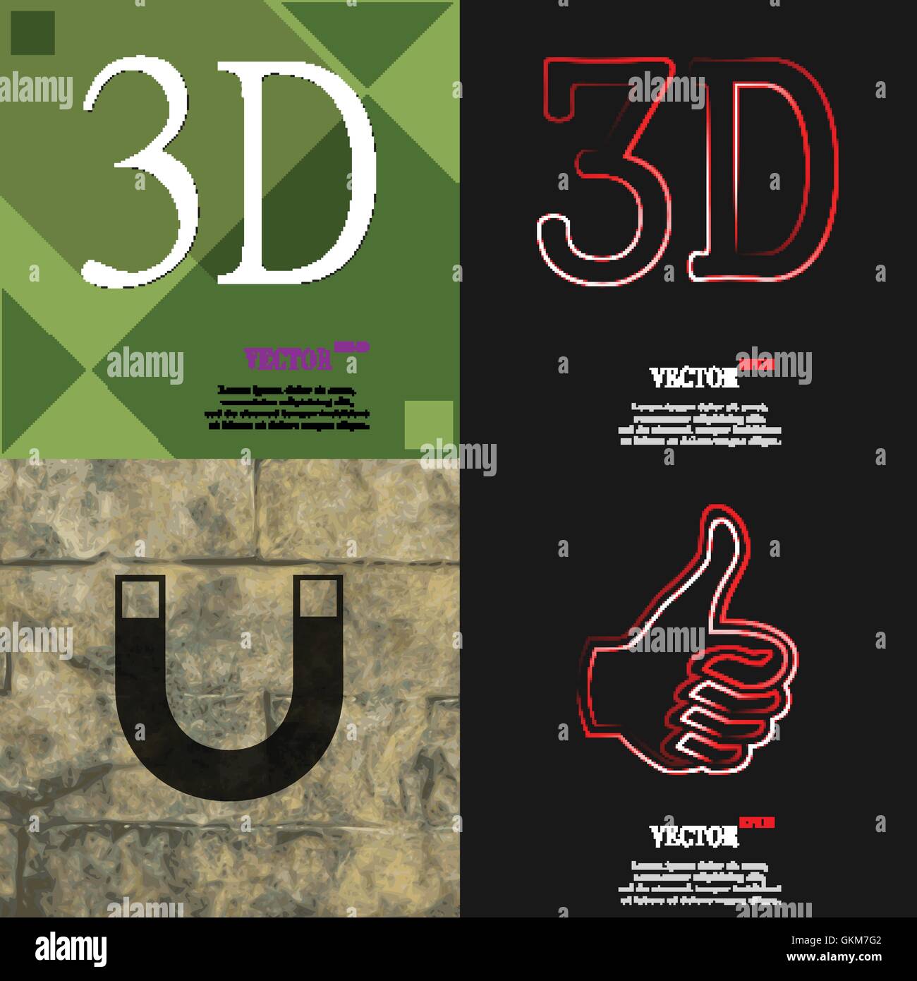 Set of abstract backgrounds with different web icons Stock Vector Image ...