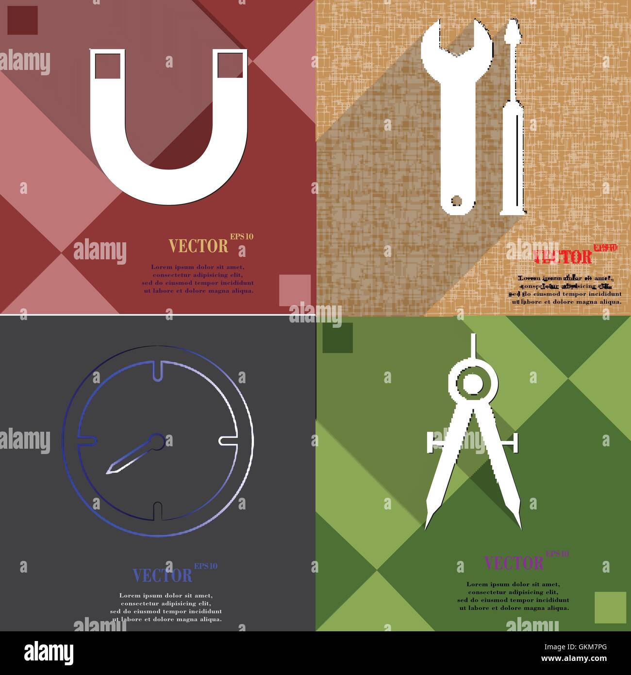 Set of abstract backgrounds with different web icons Stock Vector Image ...