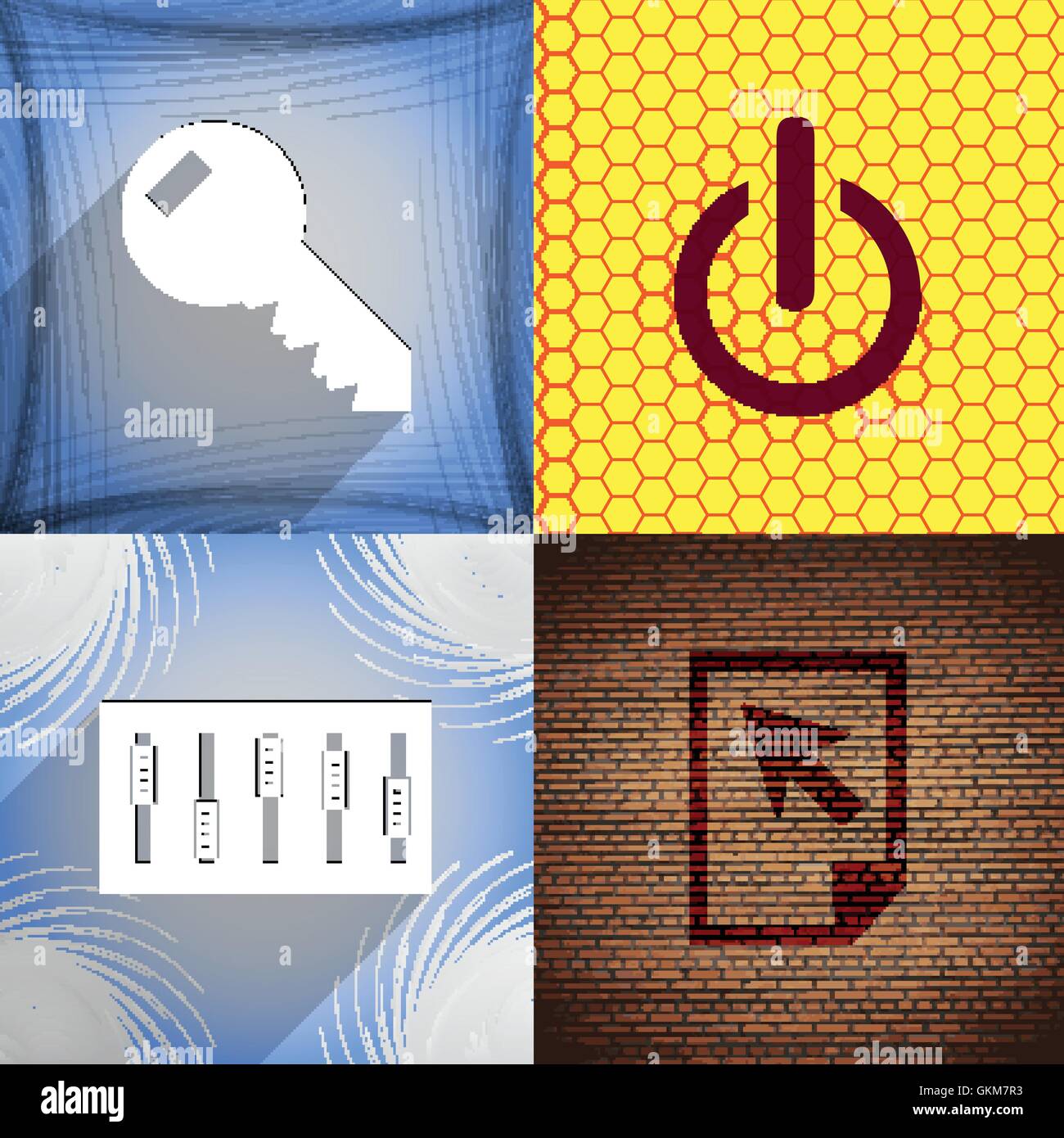 Set of abstract backgrounds with different web icons Stock Vector Image ...