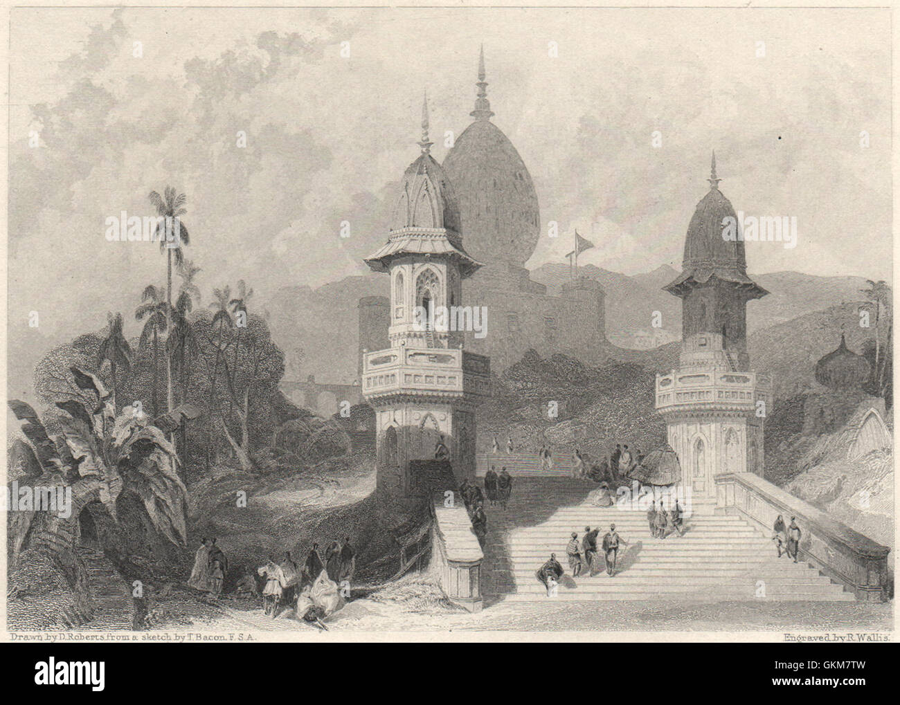 Ghat and Temple at Gokul, India, antique print 1840 Stock Photo - Alamy
