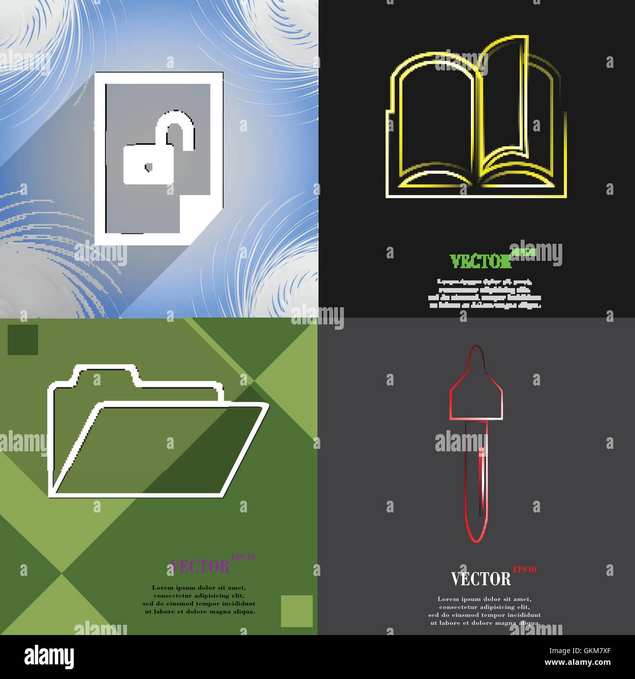Set of abstract backgrounds with different web icons Stock Vector Image ...
