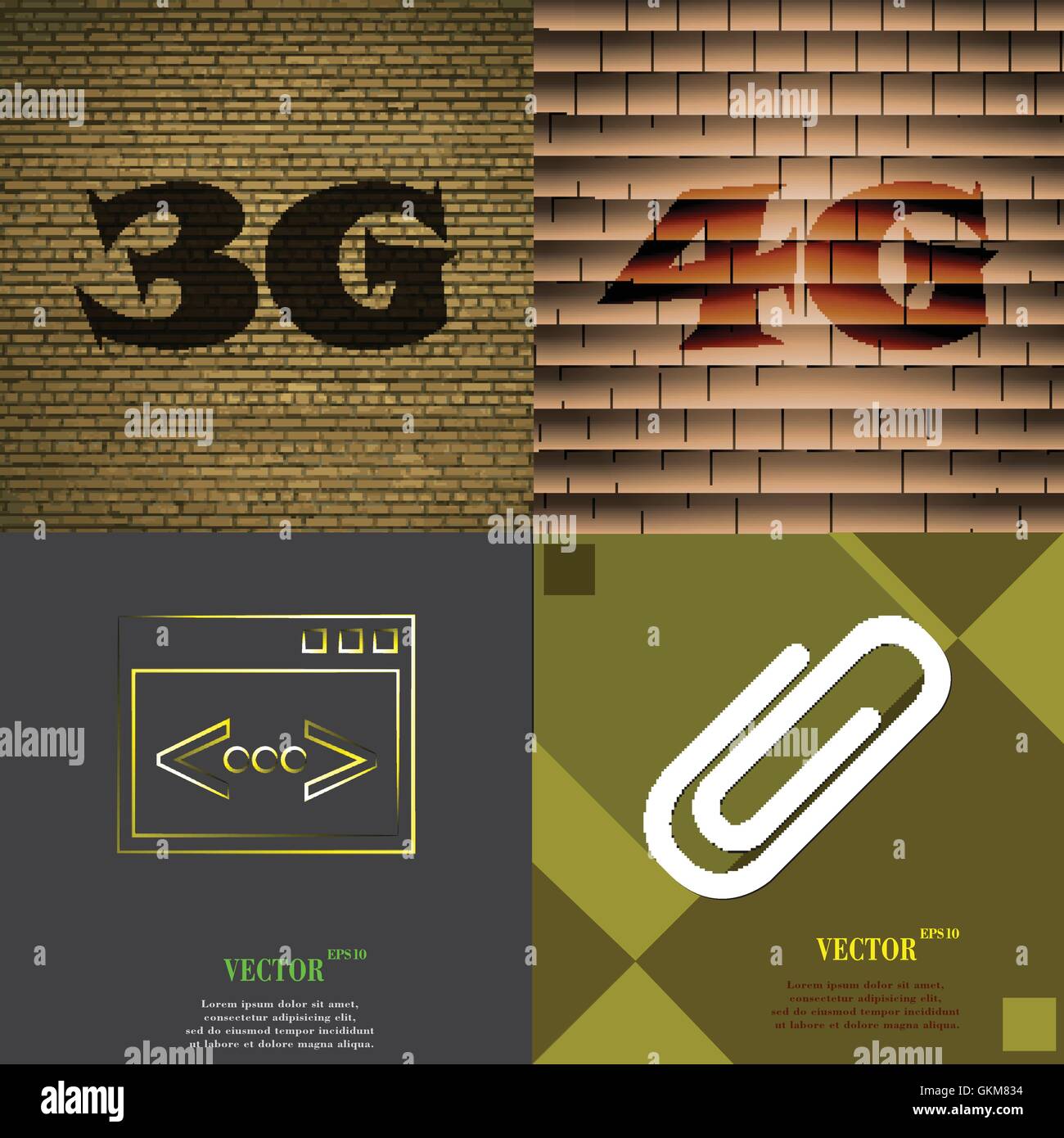 Set of abstract backgrounds with different web icons Stock Vector Image ...