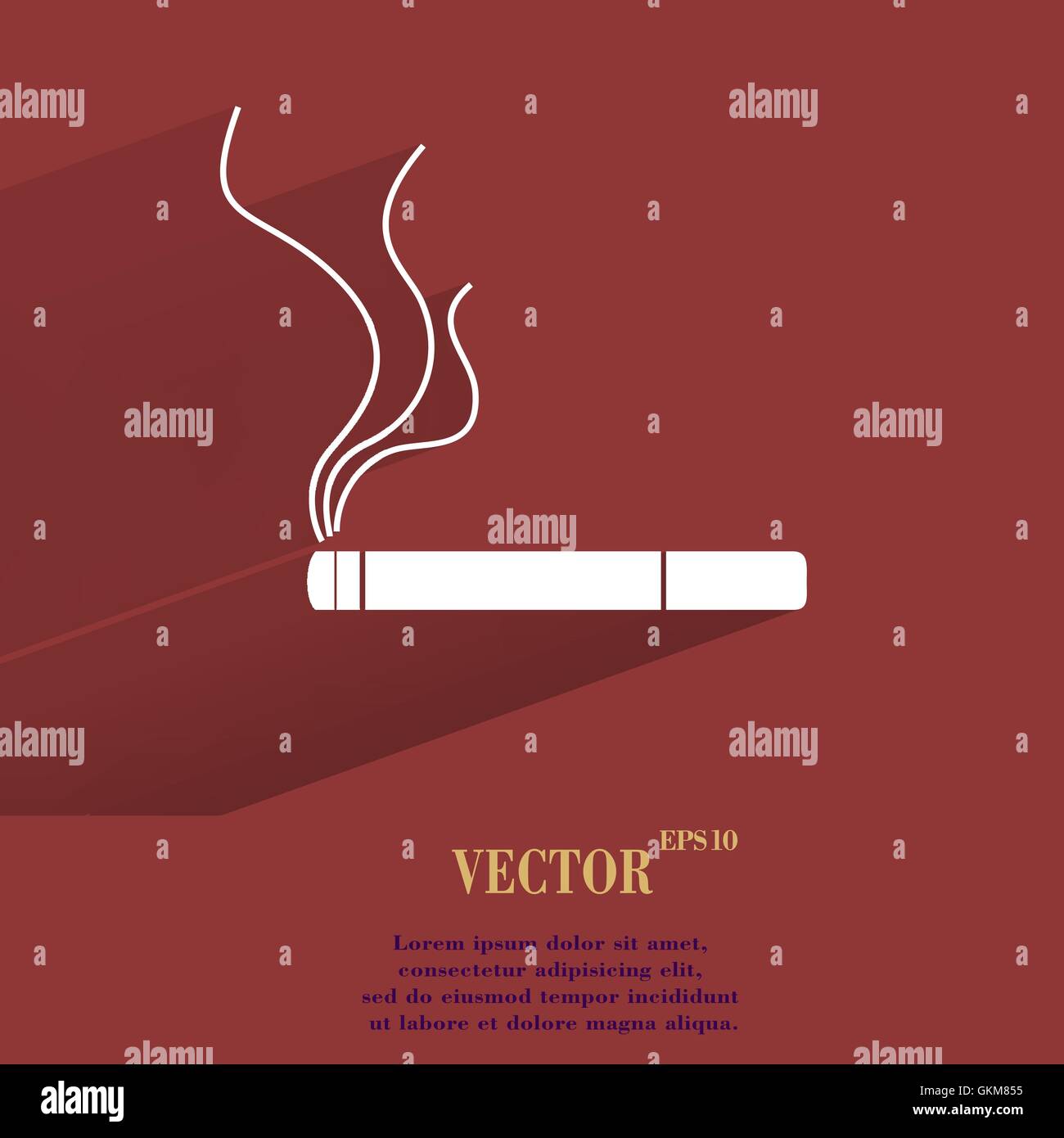Smoking sign. cigarette. Flat modern web button with long shadow and ...