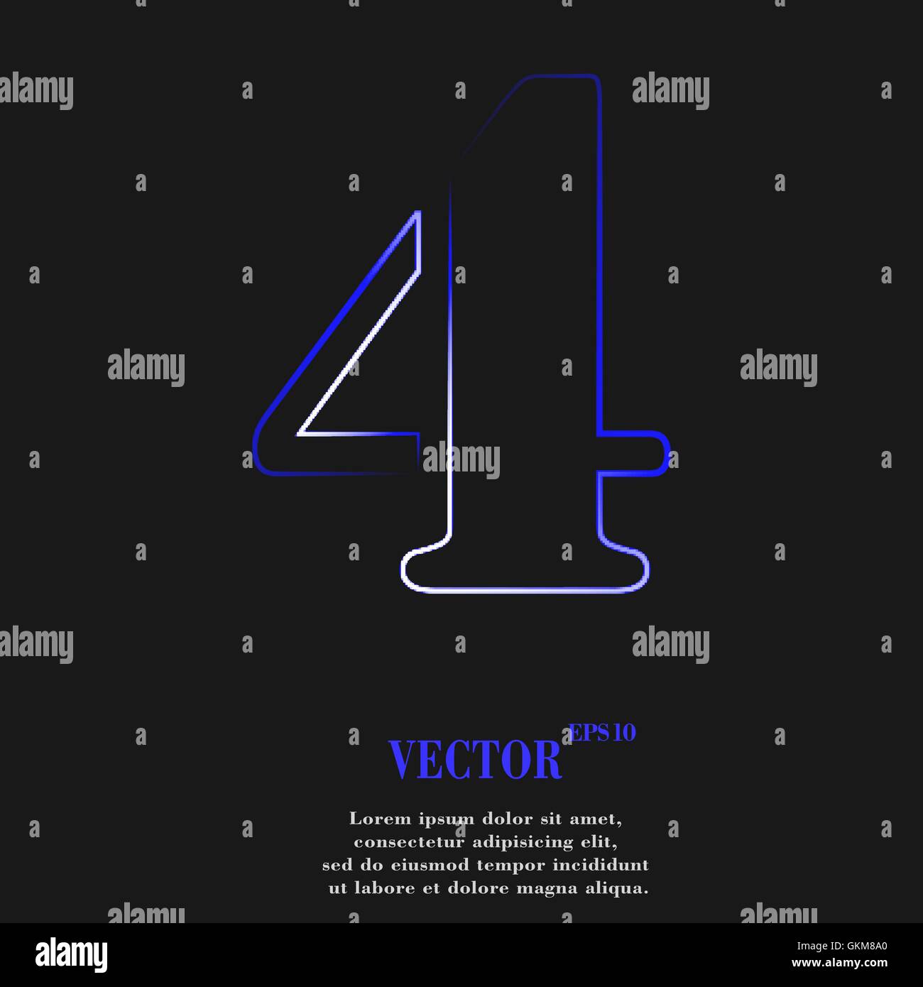 number four icon symbol Flat modern web design with long shadow and ...