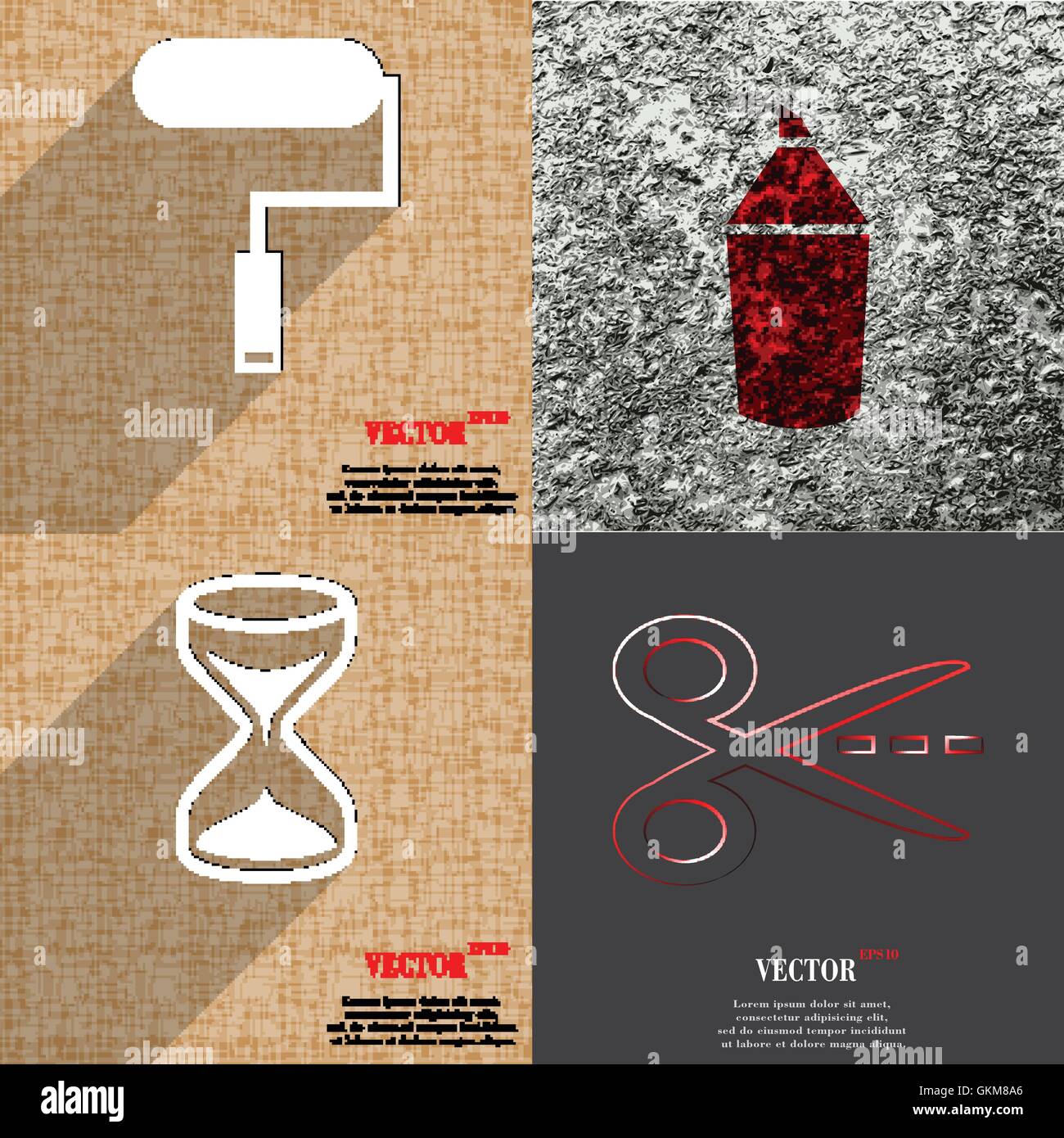 Set of abstract backgrounds with different web icons Stock Vector Image ...