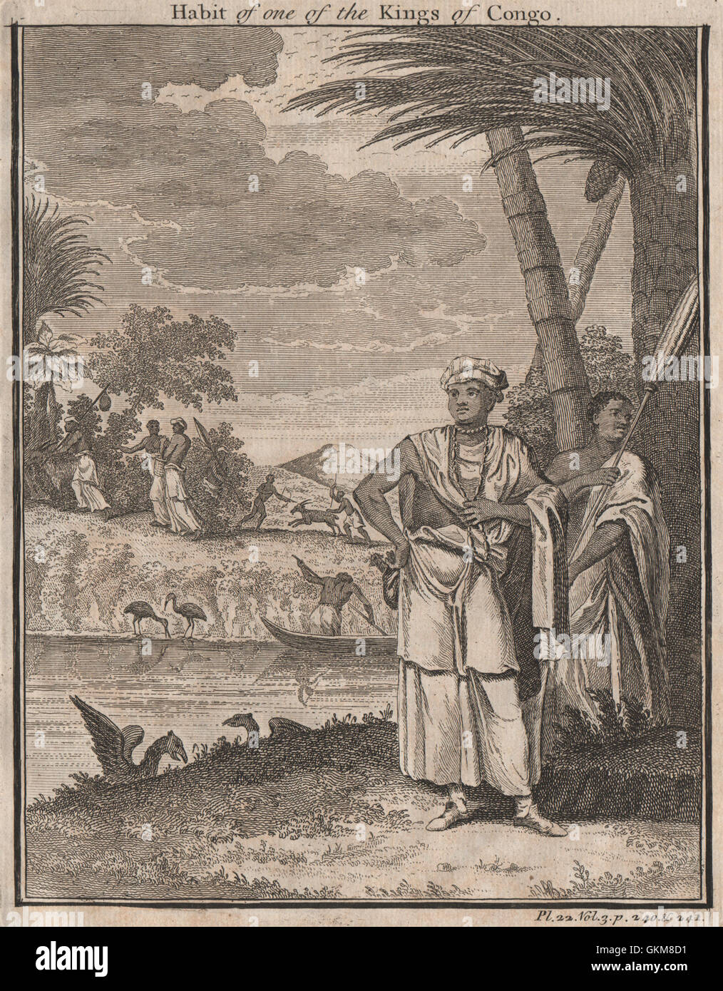 'Habit of one of the Kings of Congo'. Costume dress, antique print 1746 ...