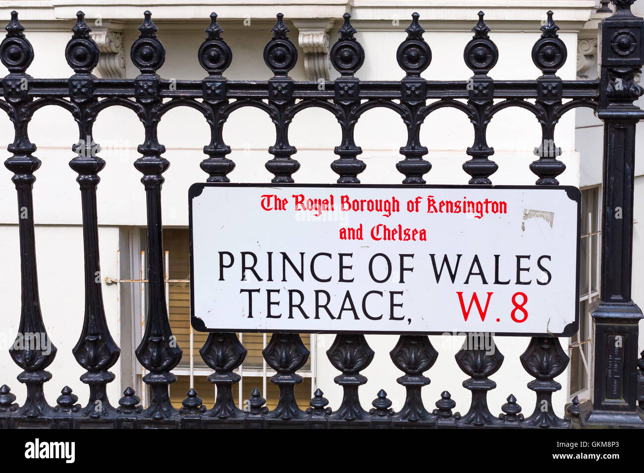 street name sign of the Prince of Wales Terrace in London, UK Stock ...