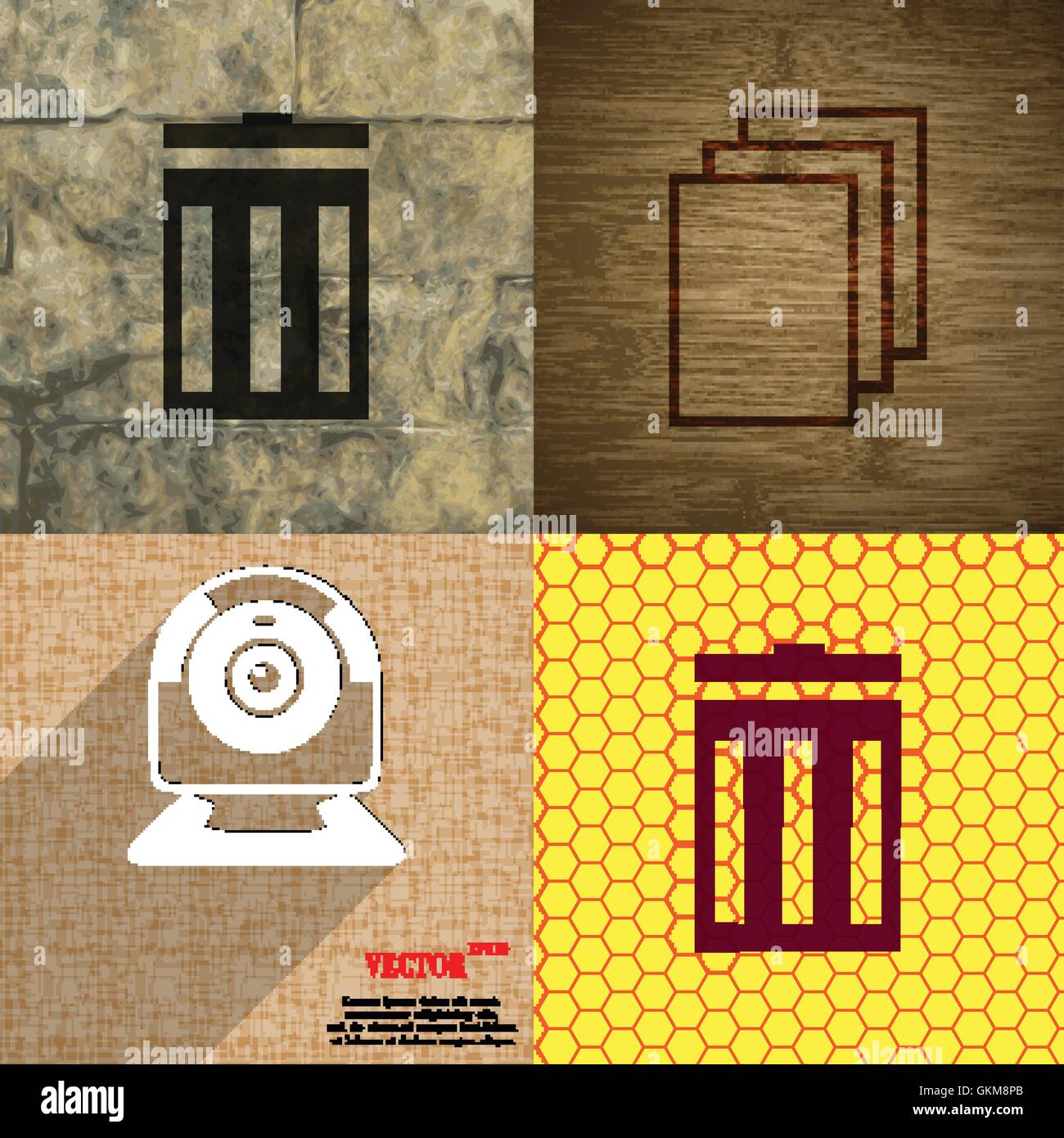 Set of abstract backgrounds with different web icons Stock Vector Image ...