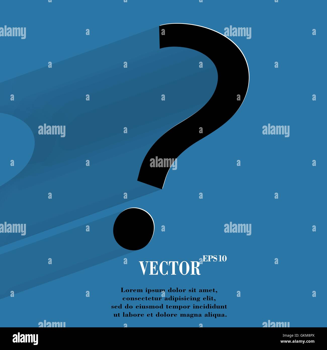 question mark. Flat modern web button with long shadow and space for ...