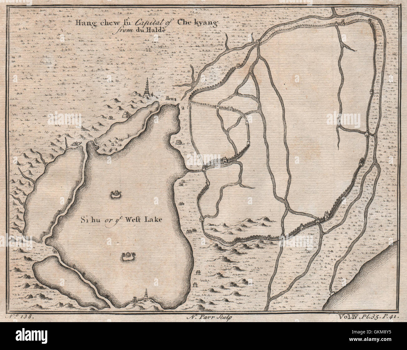 ANTIQUE HANGZHOU PLAN. Hang Chew fu, Chekiang/Zhejiang. PARR, 1746 ...