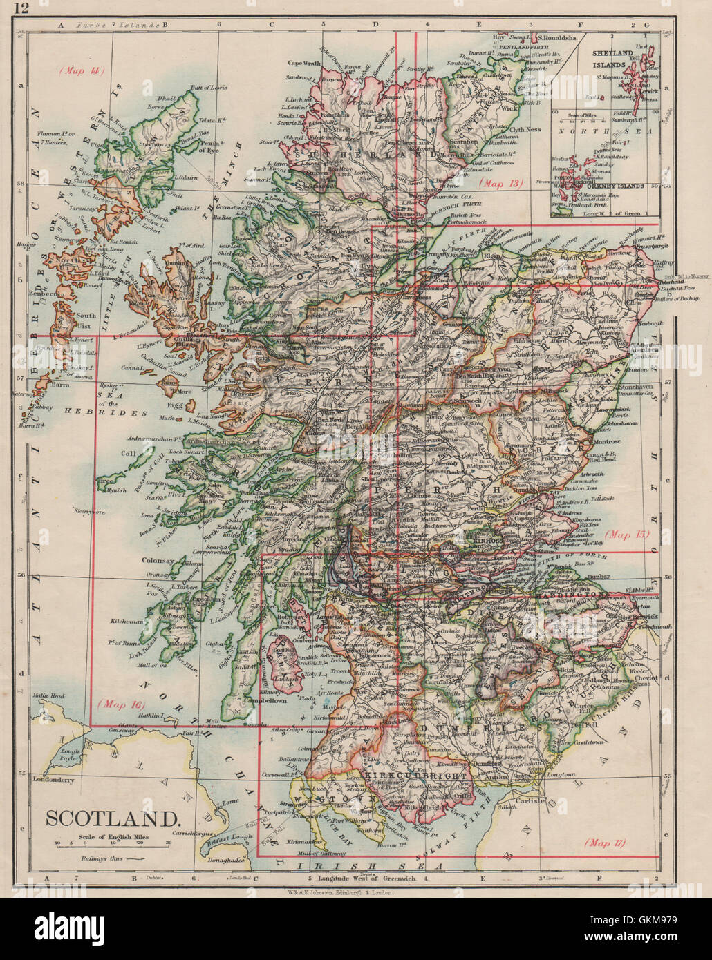 Map of scotland 1900 hi-res stock photography and images - Alamy