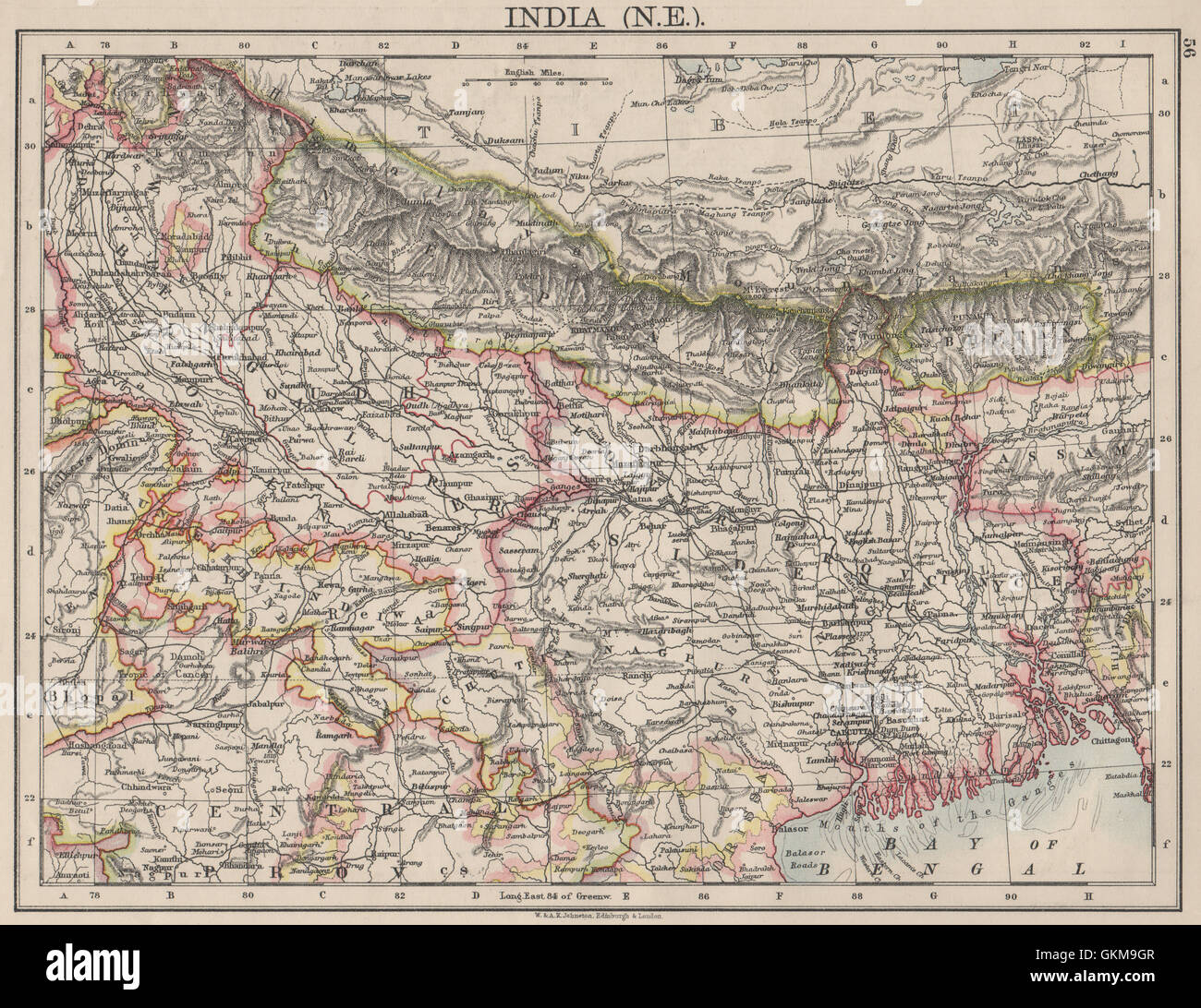 BRITISH INDIA NE. Bengal Nepal Bhutan Calcutta Bangladesh. JOHNSTON ...