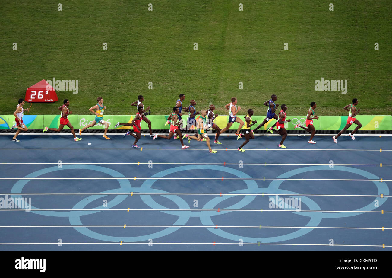 Action from the Men's 5000m final at the Olympic Stadium on the ...